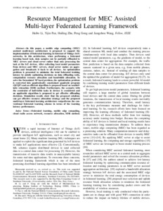 Resource Management for MEC Assisted Multi-layer Federated Learning Framework - Kent Academic ...